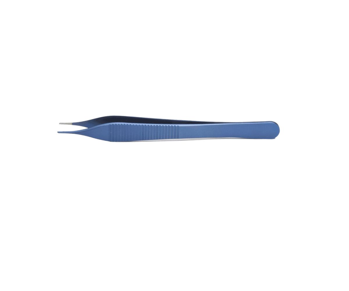 Microsurgical Adson Forceps, 1X2 Teeth, Titanium-Blue Line - Kiyan Care